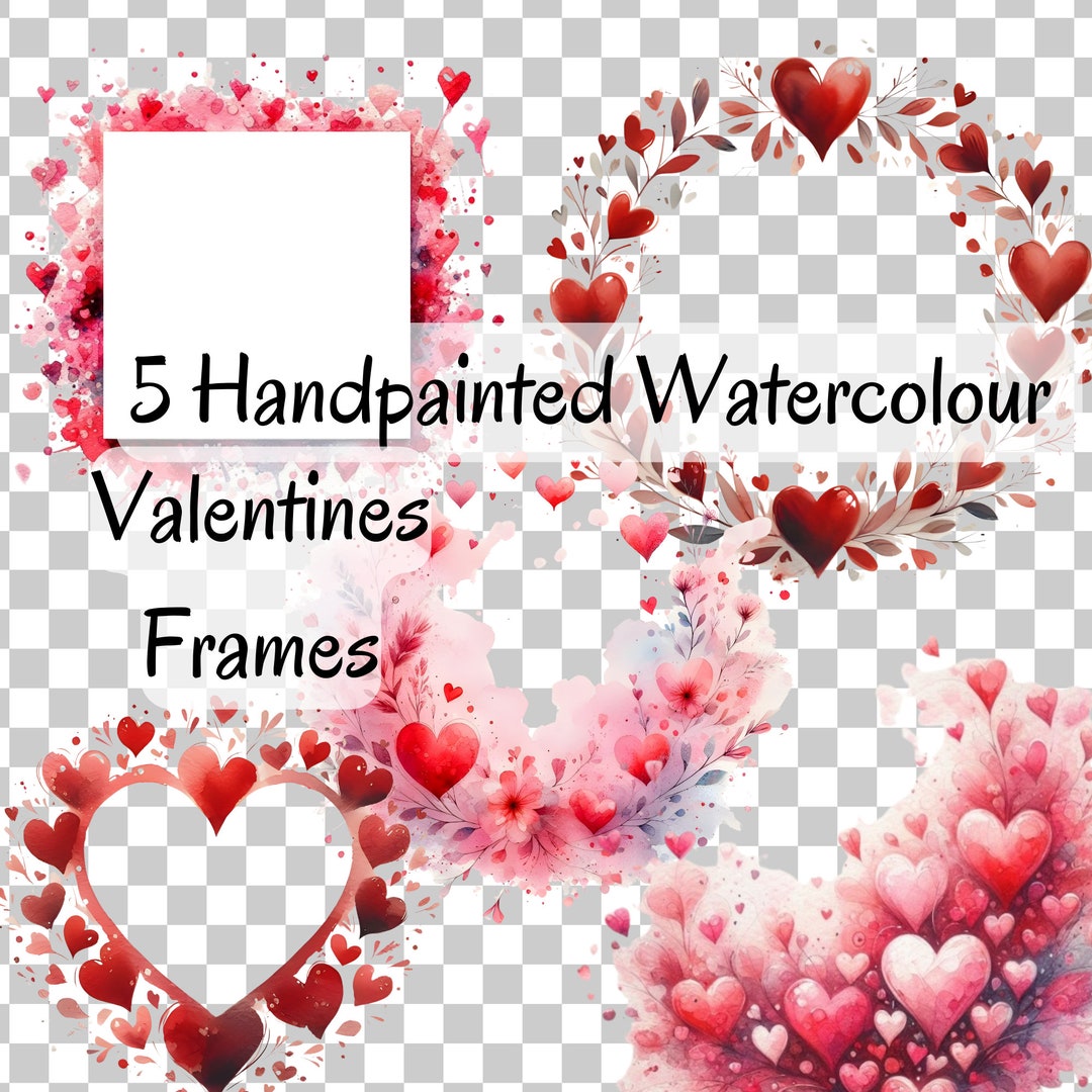 Valentine's Day Frames Clipart Bundle Sublimation Printing Watercolor ...