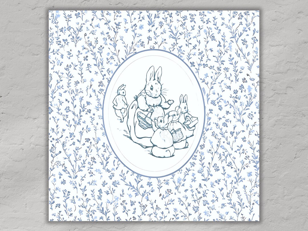 Peter Rabbit Toile De Jouy Wall Art Digital Download, Grandmillennial ...