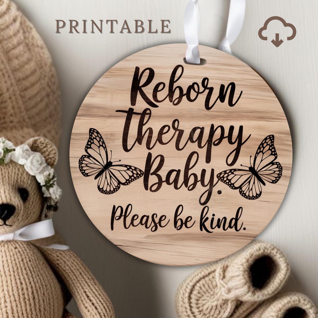 Reborn Doll Stroller Tag, Reborn Baby Carseat Sign, Boho Wooden Effect ...