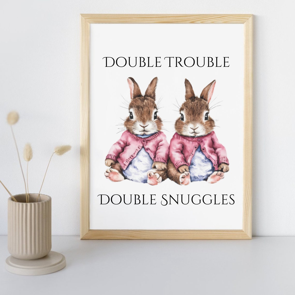 Twin Bunny Clipart Bundle, Watercolor Bunnies, Handpainted Rabbits ...