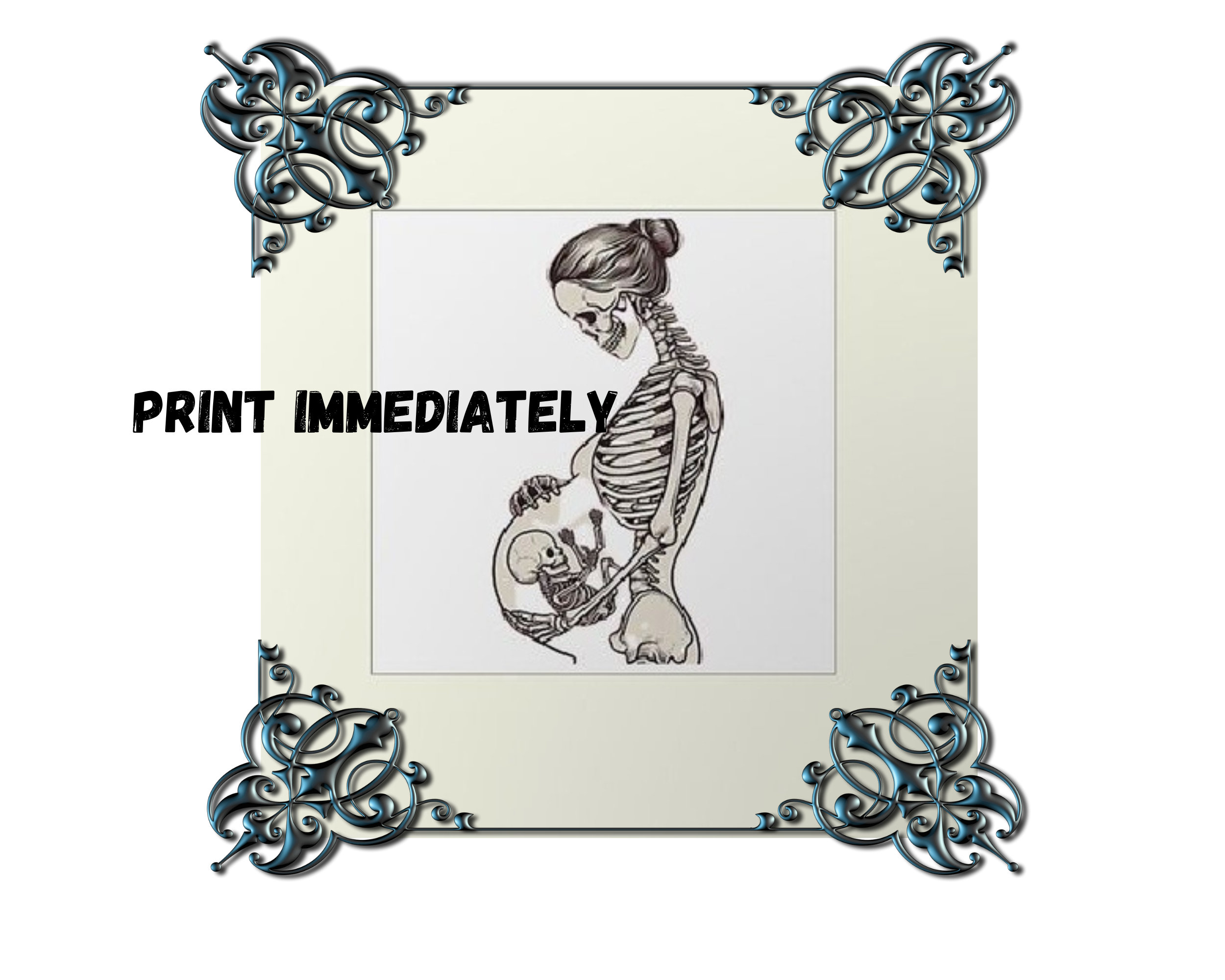 Pregnant Skeleton PNG Mommy to Be Printable Halloween - Etsy