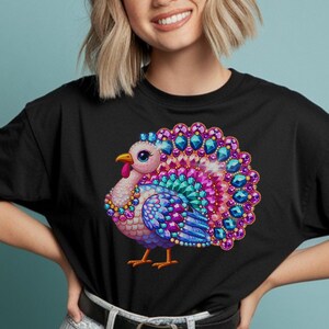 Thanksgiving Turkey PNG, Rhinestone Turkey, Pastel Rainbow Cute Girl ...