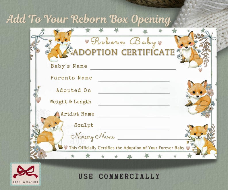 Reborn Doll Adopt Certificate, Printable Certificate Reborn Babys ...