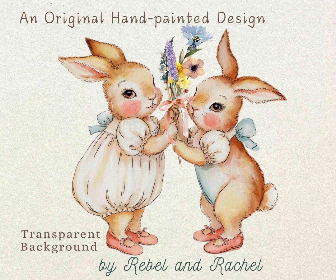 Bunny Watercolor Clipart, Cute Easter Bunnies PNG, Toddler Bunny ...