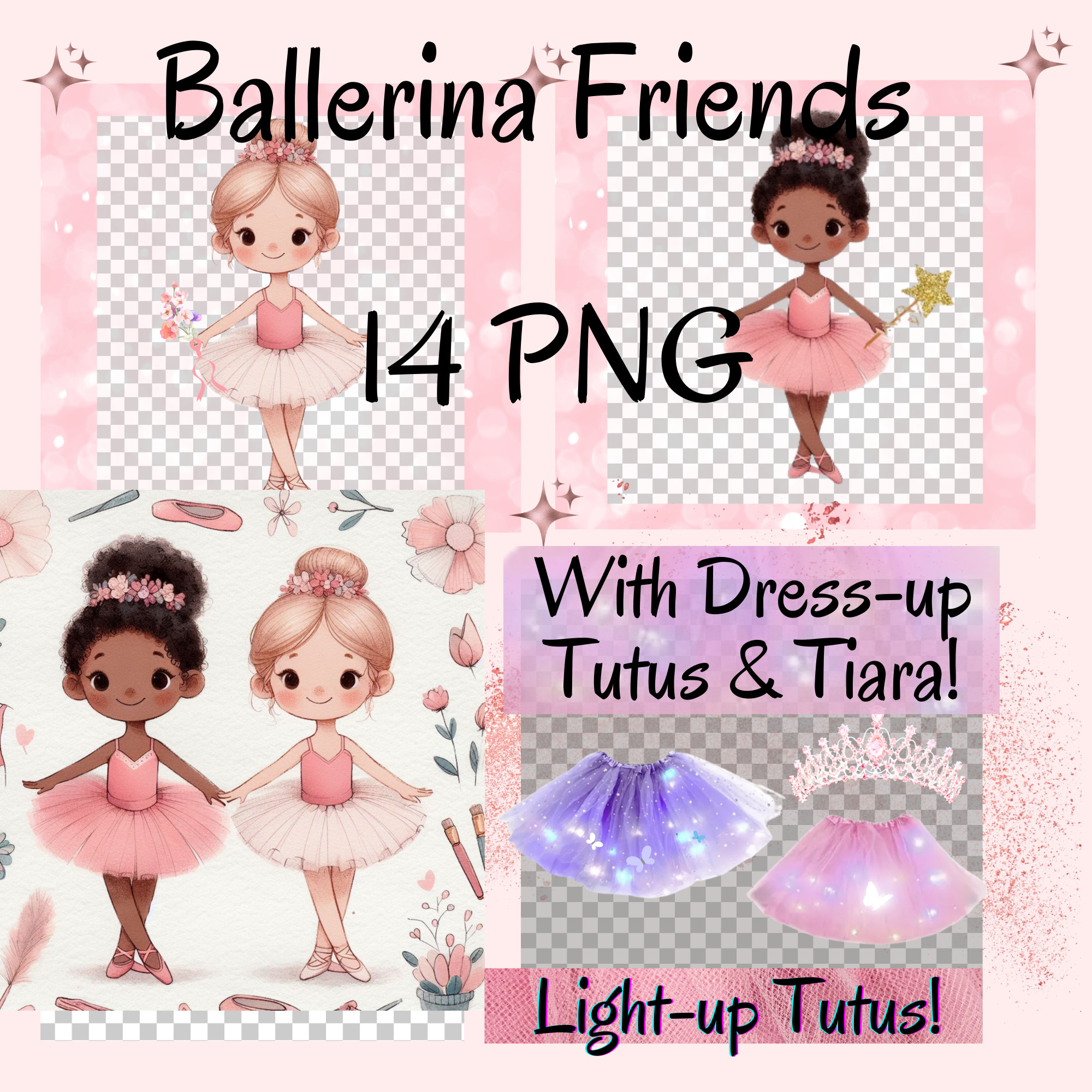 Ballet Friends PNG Printable Ballerina Girls Clipart Bundle Dress up ...