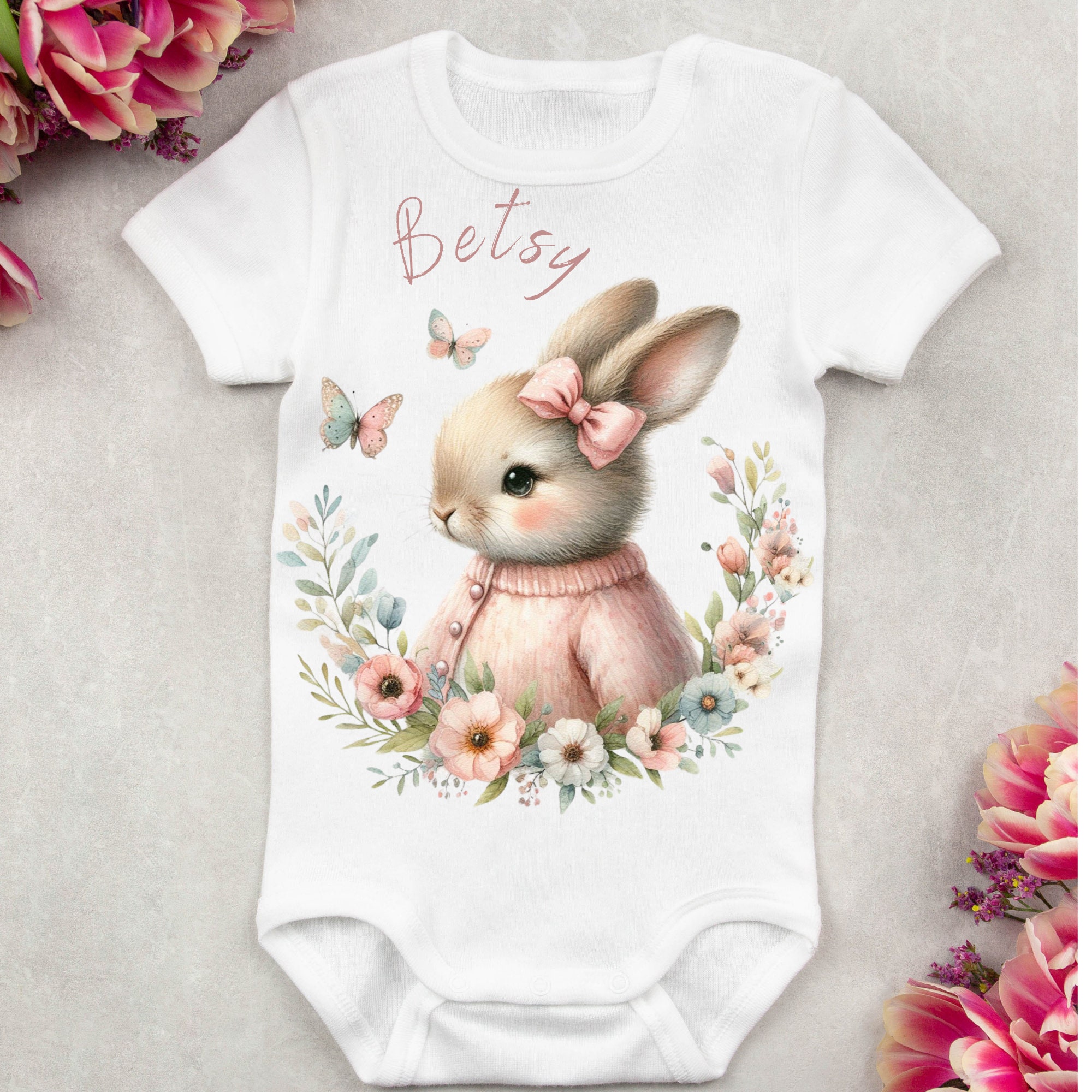 Baby Bunny Rabbit Clipart Bundle, Baby Girl Bunnies PNG, Watercolor ...