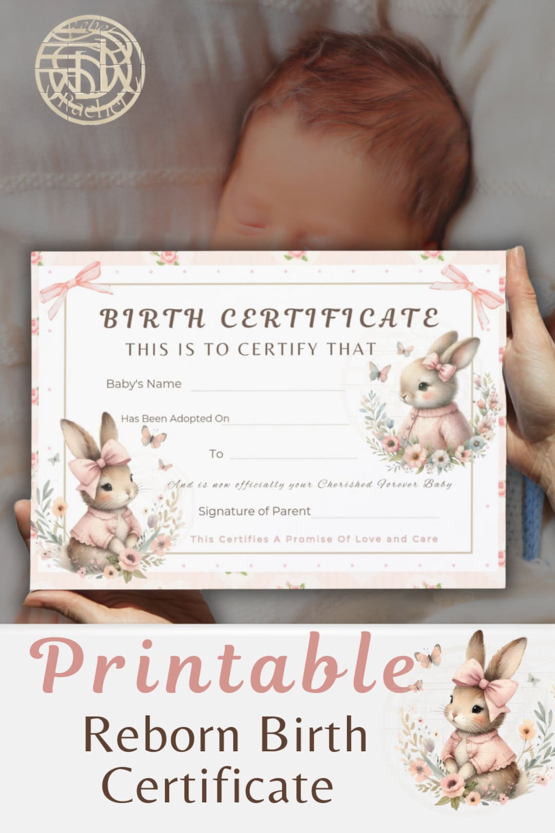 Reborn Doll Birth Certificate, Printable Adoption Certificate Reborn ...