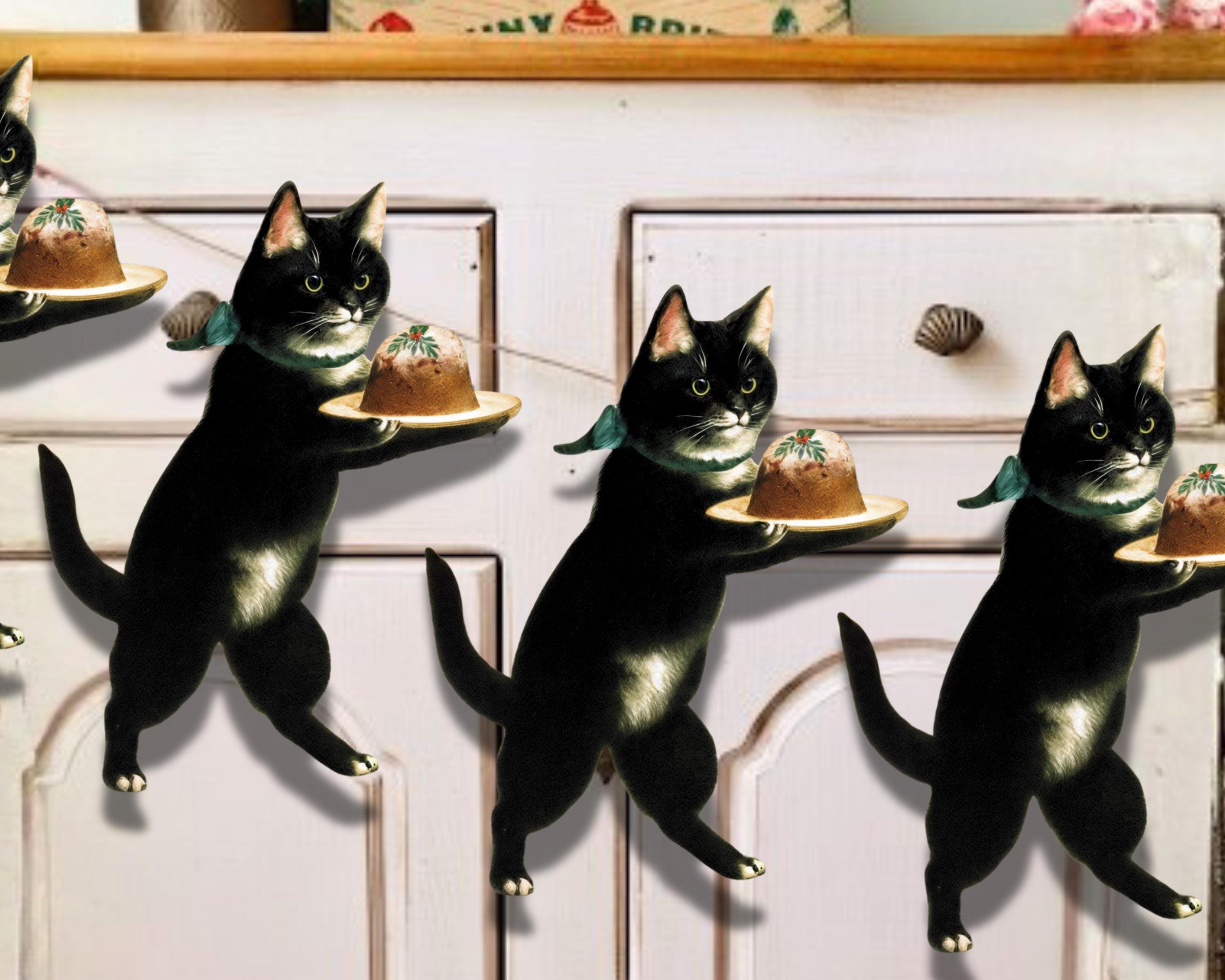Black Cat Christmas Garland Printable, Exclusive Figgy Pudding Cat ...