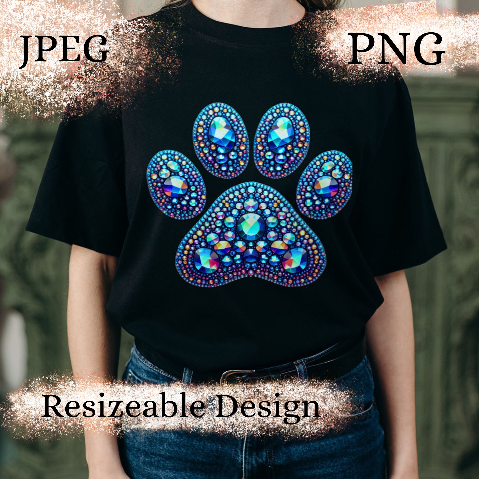 Paw Print Colourful Bright PNG, Bling, Diamond Paw Png, Paw Print ...