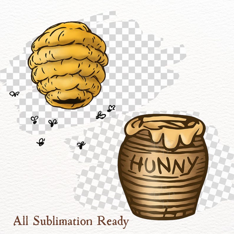 Classic Winnie the Pooh Clipart Bundle Hunny Pots and Honey Bee Hive ...