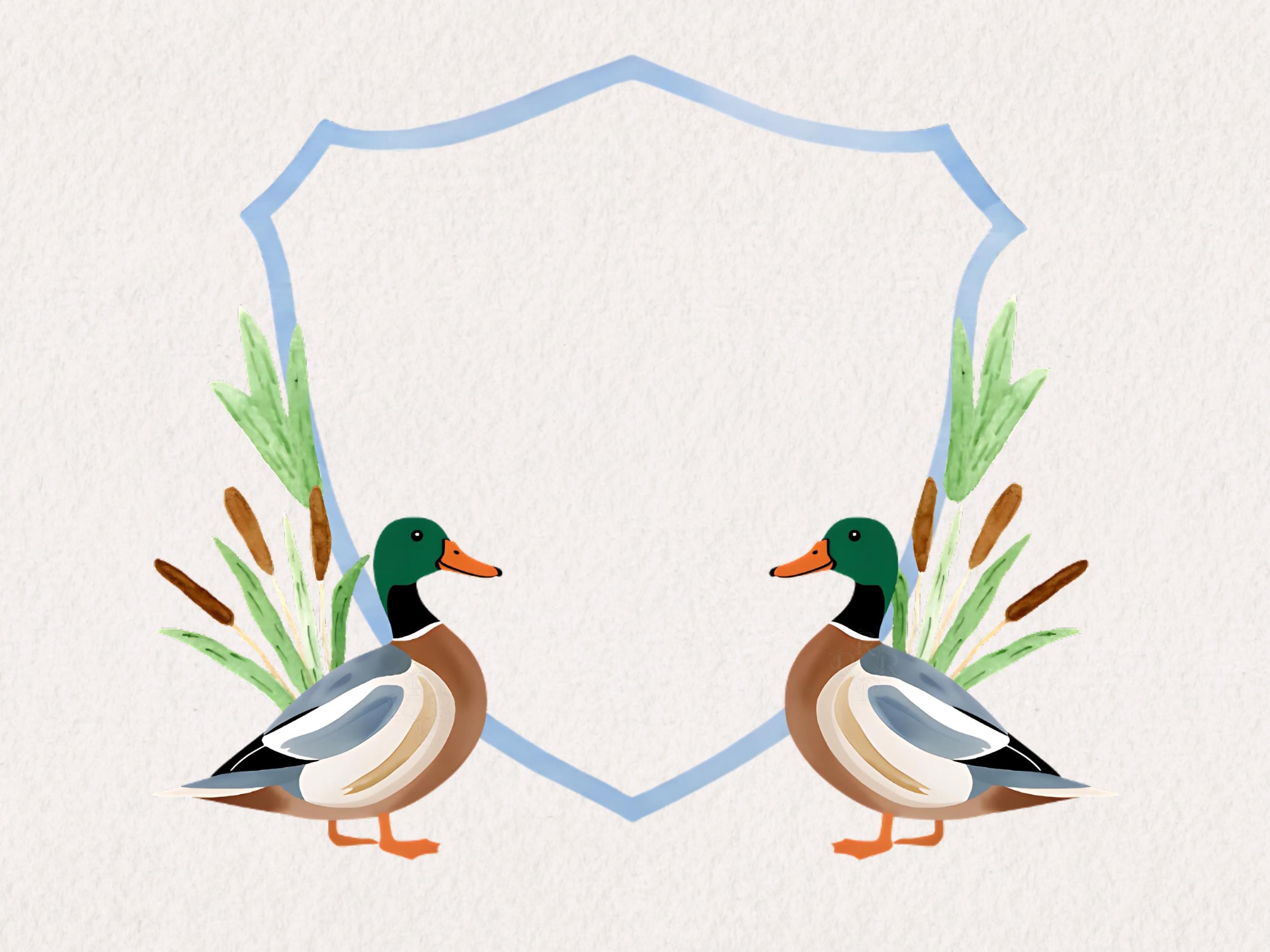 Watercolor Duck Crest, Mallard Ducks Baby Design, Grandmillennial ...