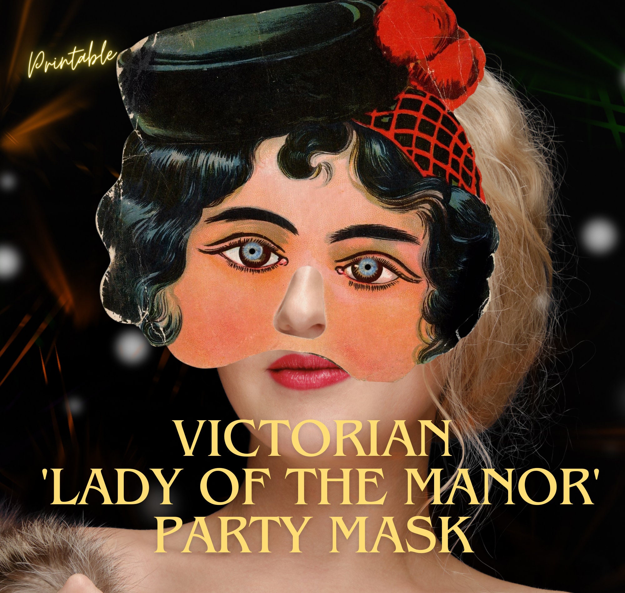 Victorian Party Mask, Printable Lady Mask, Antique Cosplay Ladies Mask ...