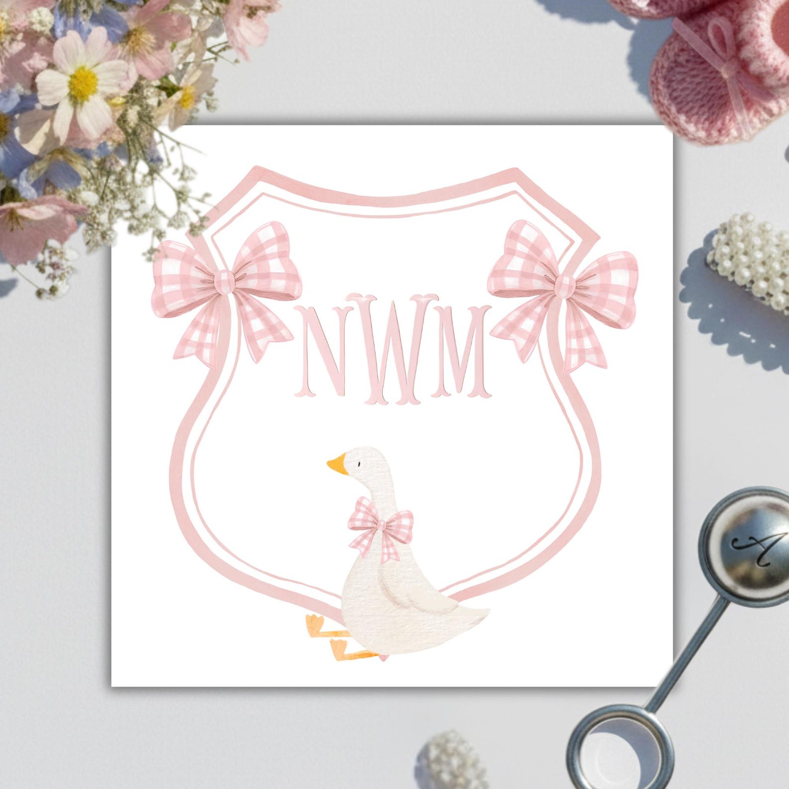 Goose Crest Pink Gingham Bow Frame Clipart Png Bundle, Coquette Bows ...