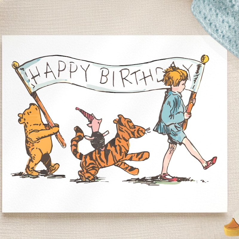 Pooh Happy Birthday Card - Etsy