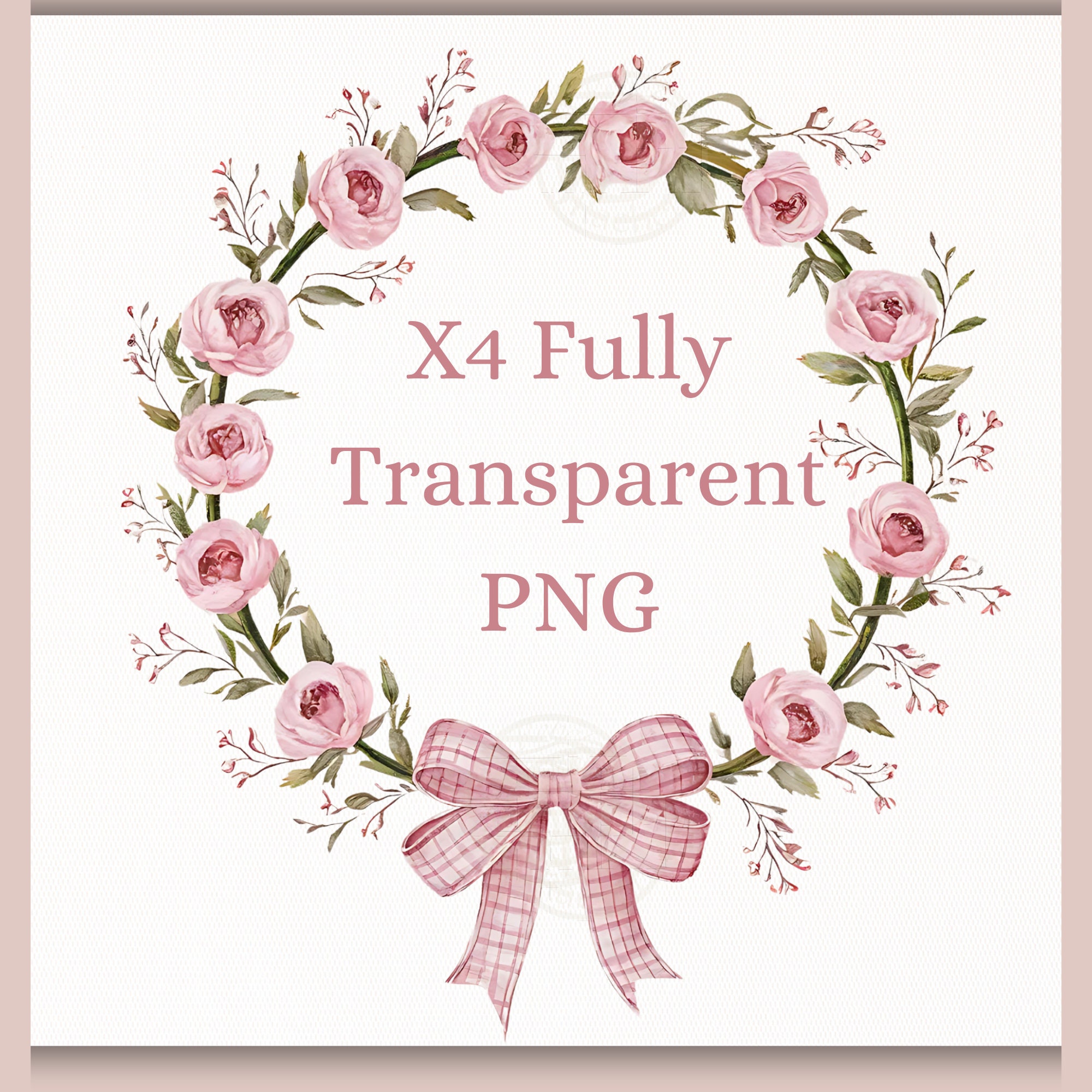 Watercolor Wreath Clipart Bundle, Coquette Bows Frame, Pink Rose ...