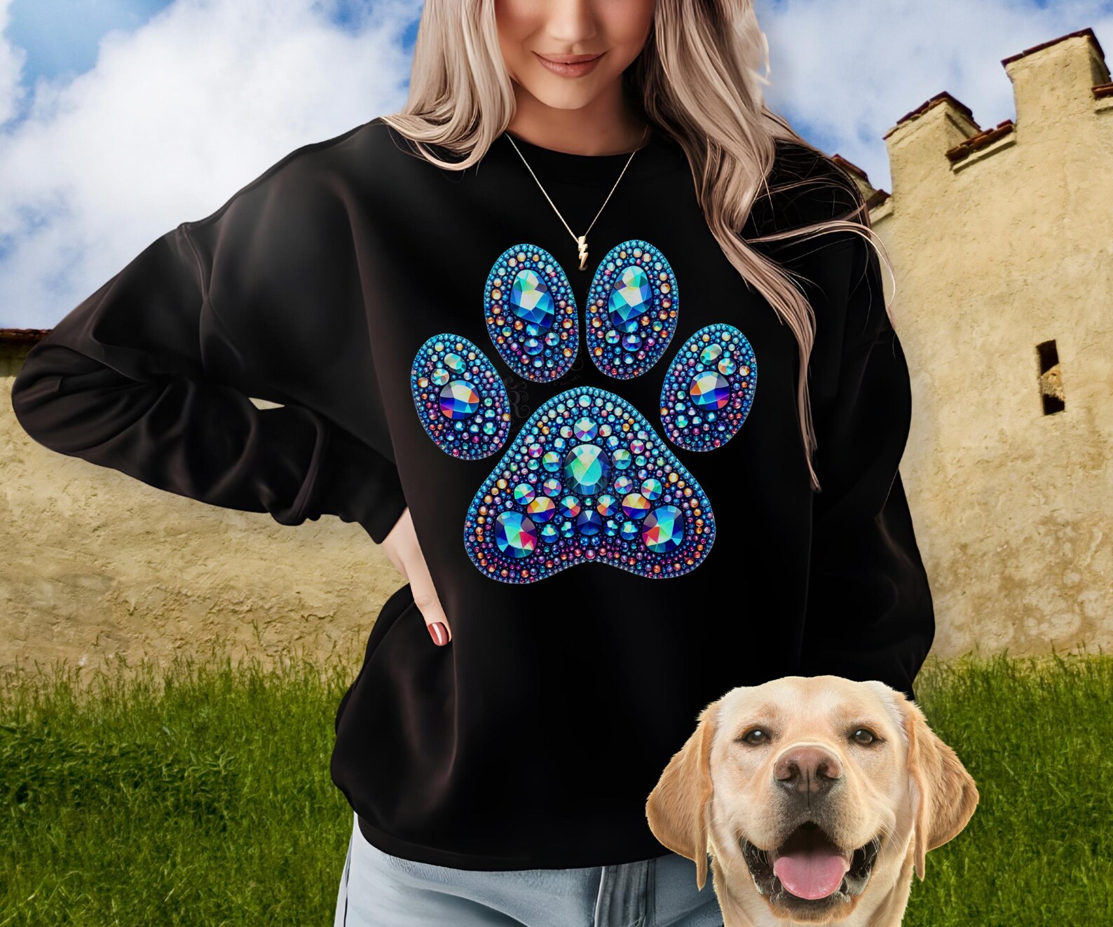 Paw Print Colourful Bright PNG, Bling, Diamond Paw Png, Paw Print ...