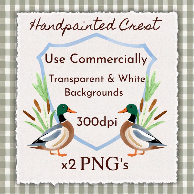 Watercolor Duck Crest, Mallard Ducks Baby Design, Grandmillennial ...