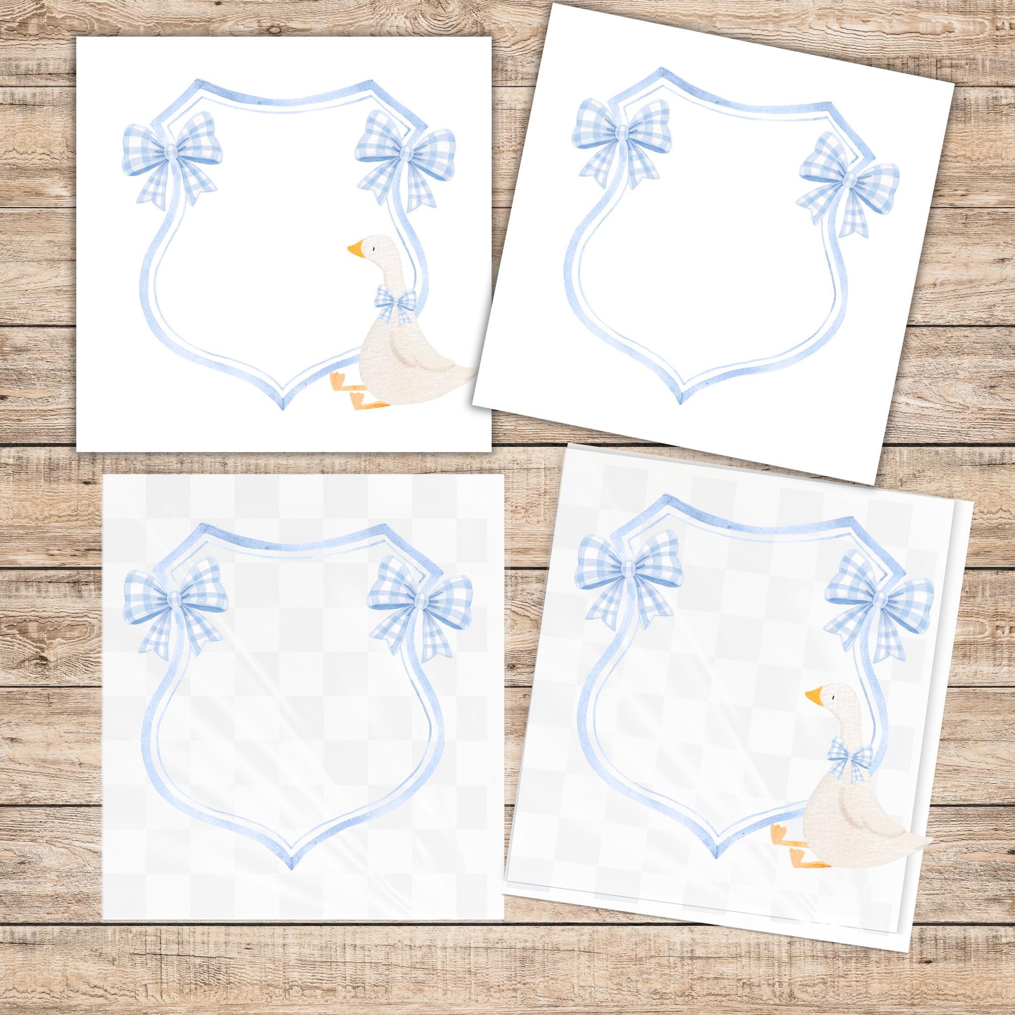 Goose Crest Gingham Bow Frame Clipart Png Bundle, Coquette Bows Crest ...
