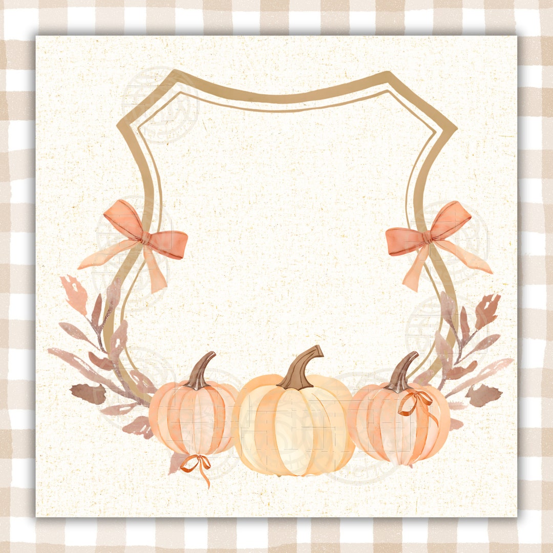 Pumpkin Crest PNG, Orange Bow Border Frame, Thanksgiving ...