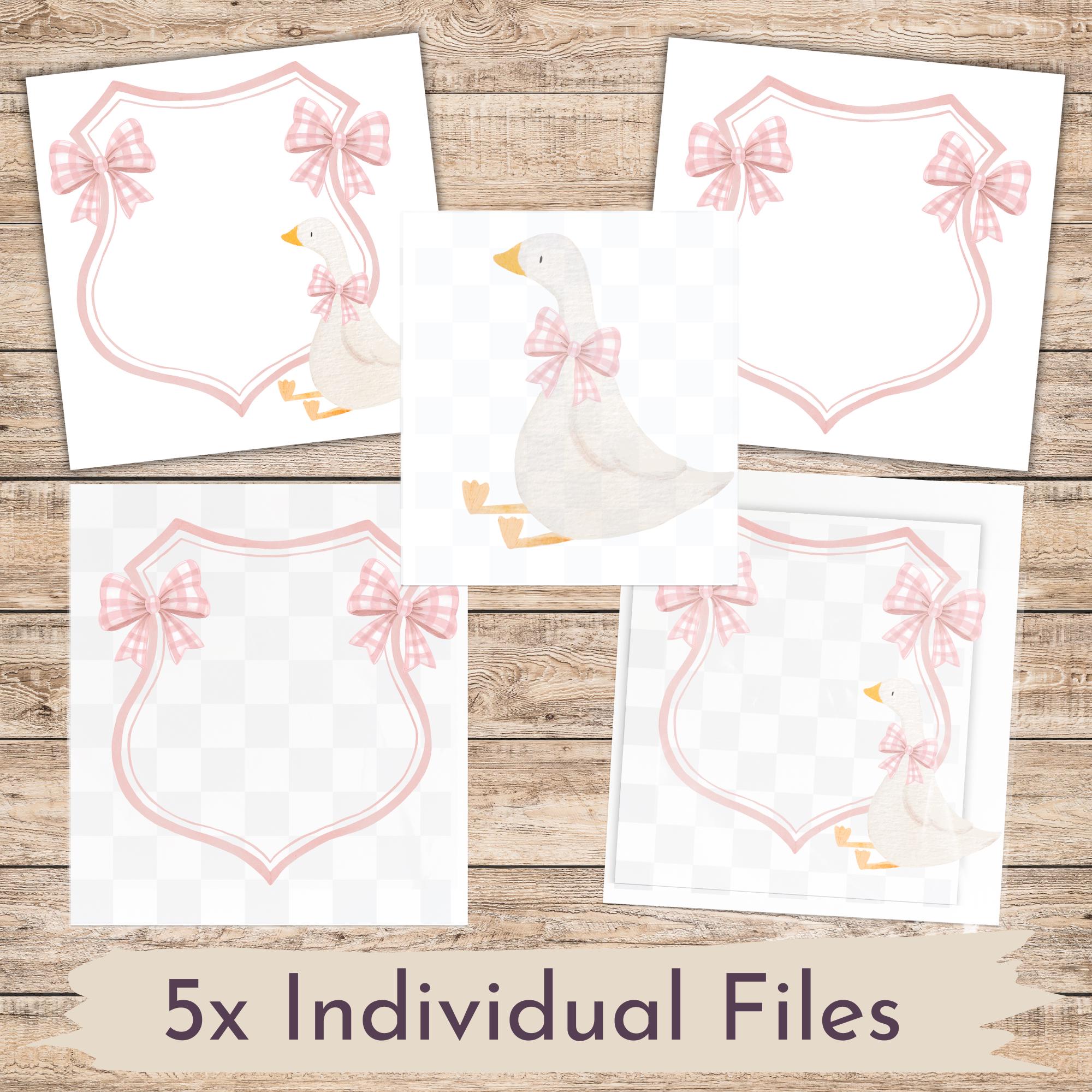 Goose Crest Pink Gingham Bow Frame Clipart Png Bundle, Coquette Bows ...