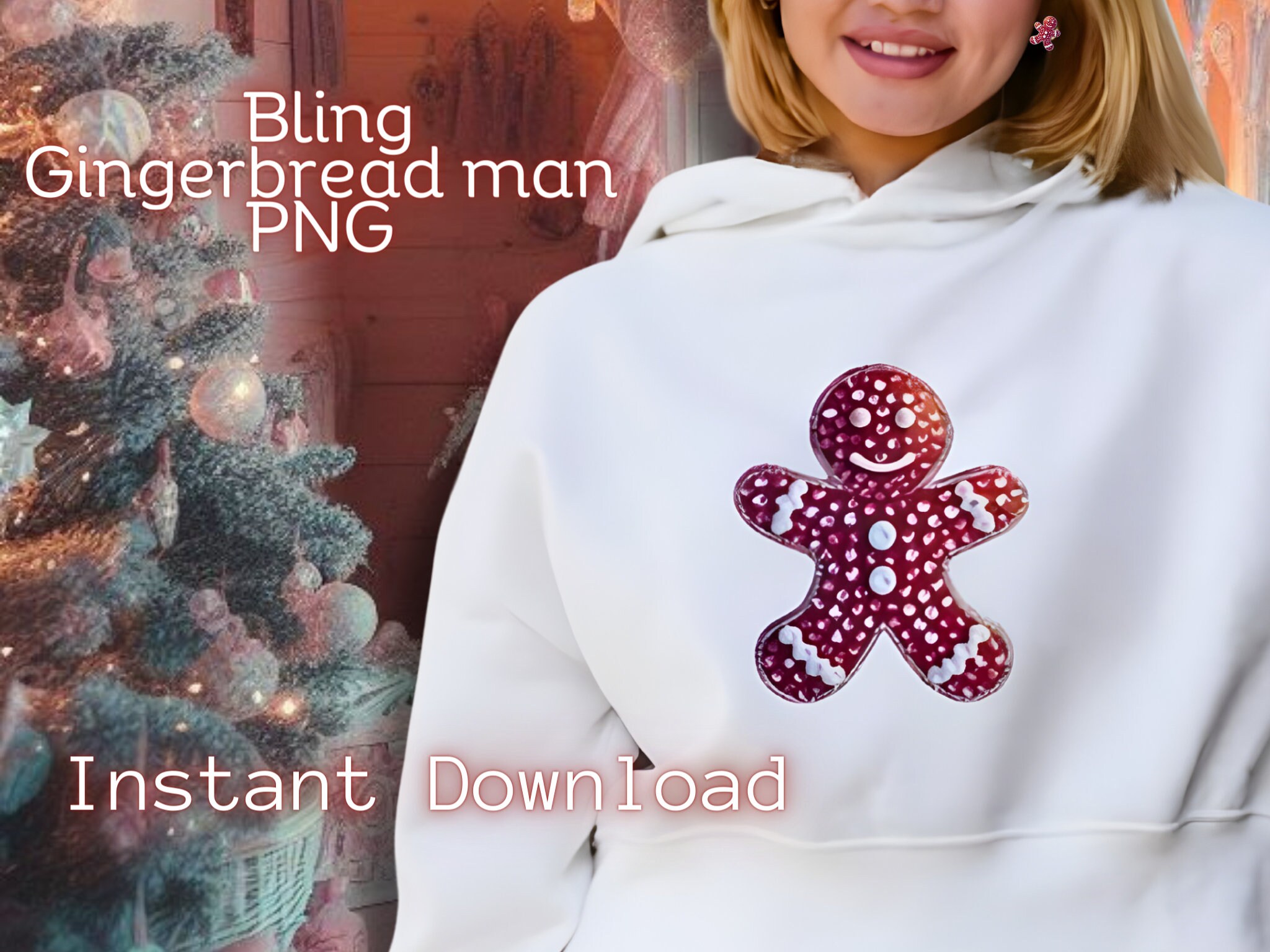 Gingerbread Man PNG, Faux Diamond PNG, Preppy Sparkle PNG, bling ...