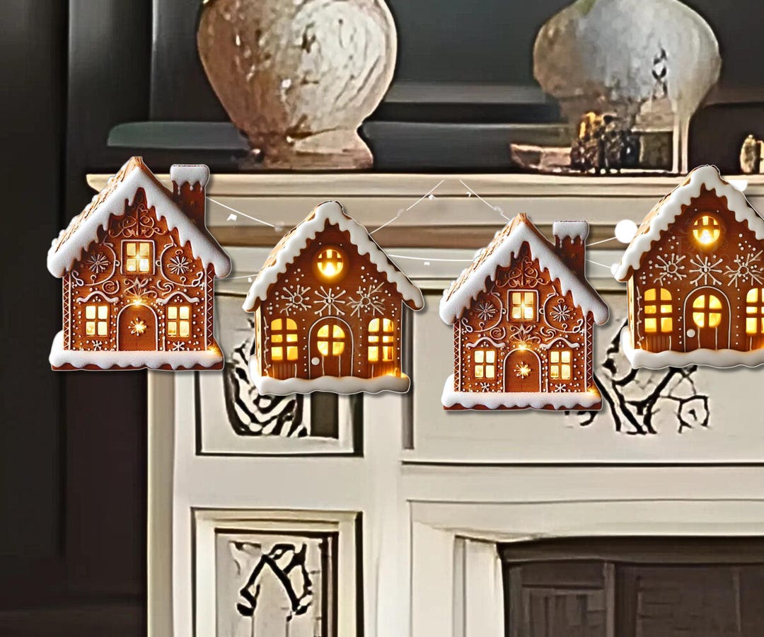 Gingerbread House Garland: Printable Christmas Bunting (digital ...