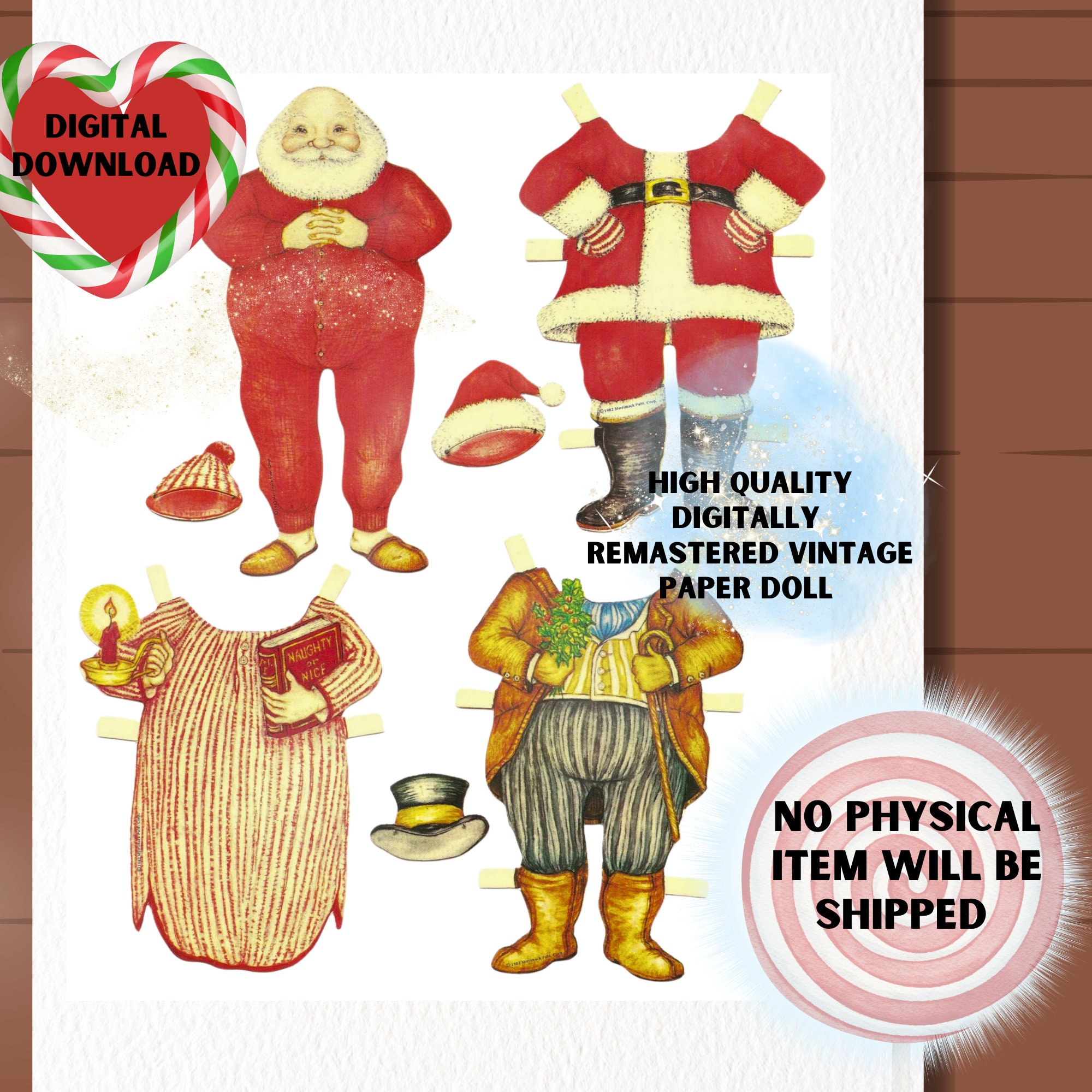 Father Christmas Paper Doll Printable, Vintage Santa Dress up Instant ...