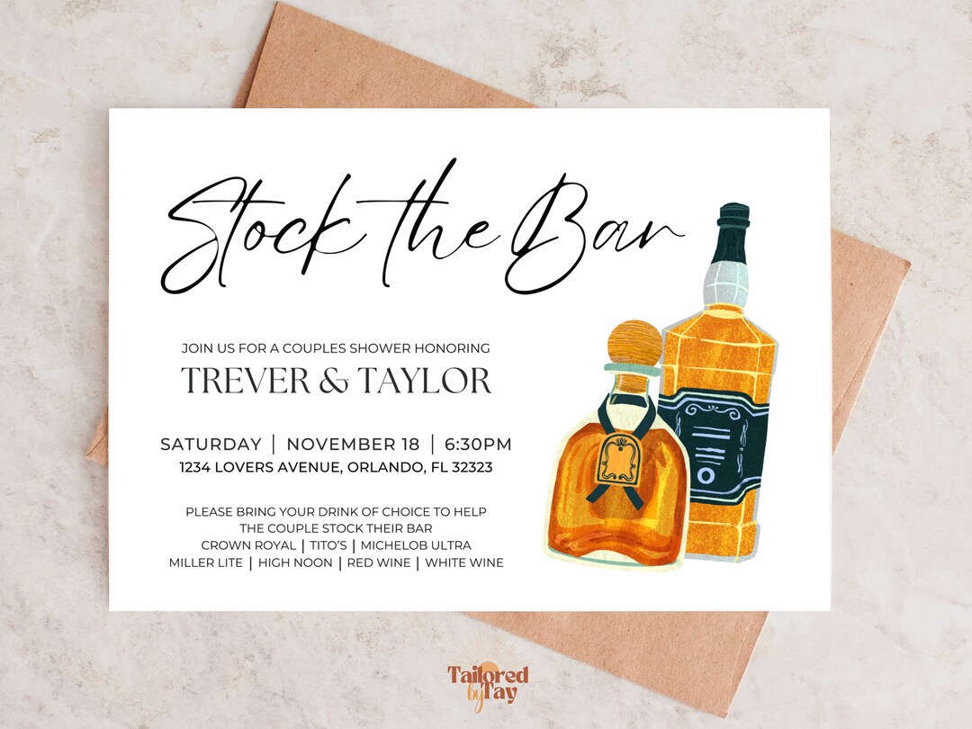 Stock the Bar Invitation, Stock the Bar Invite, Couples Shower ...