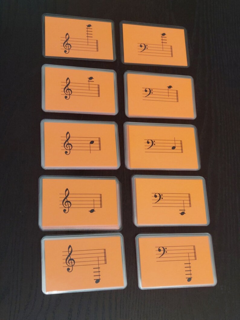 Laminated Piano Flash Cards: Musical Notes and Key Signatures in Treble ...
