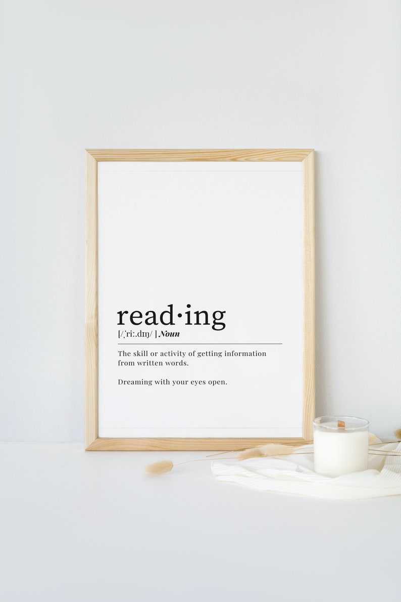 Reading Definition | Printable Art | Digital Downloads | Home Decor - Etsy