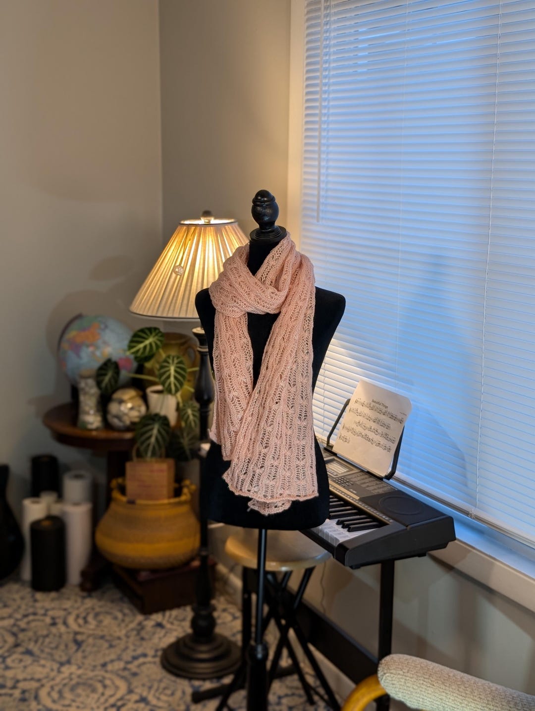 Handmade Pink Angora Lace Shawl – Lightweight Soft Knit Scarf for Women ...