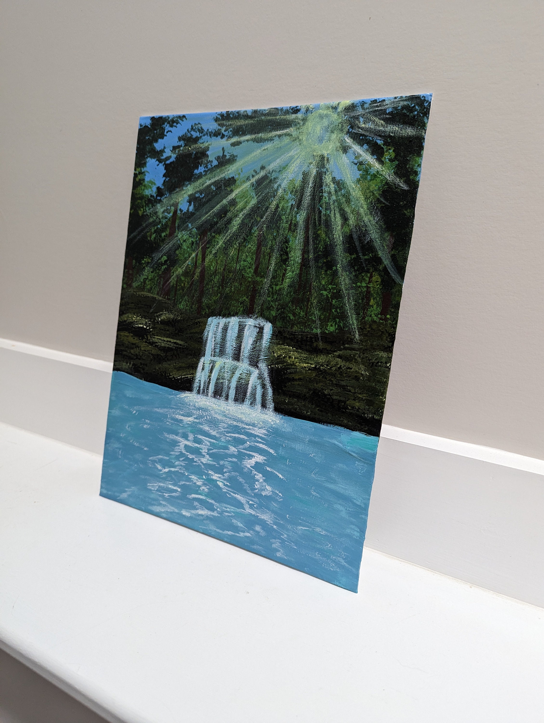 Acrylic Painting forest Waterfall. Forest Landscape. - Etsy