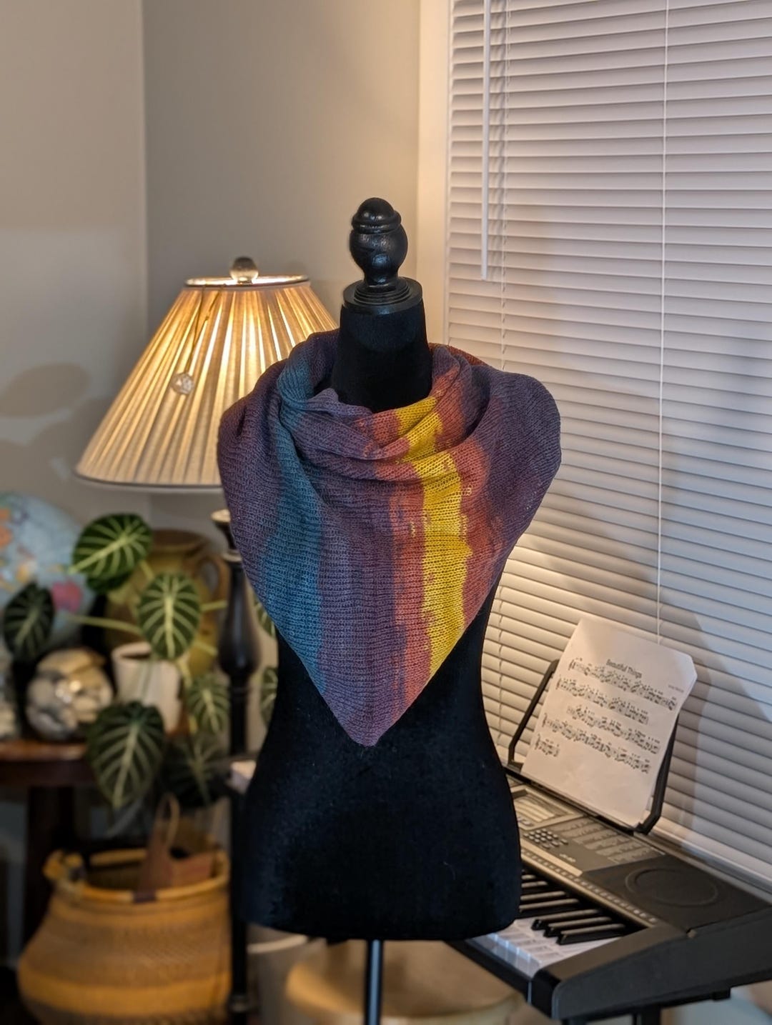Hand-knitted Angora Bactus Shawl – Multicolor Gradient Wrap, Soft ...
