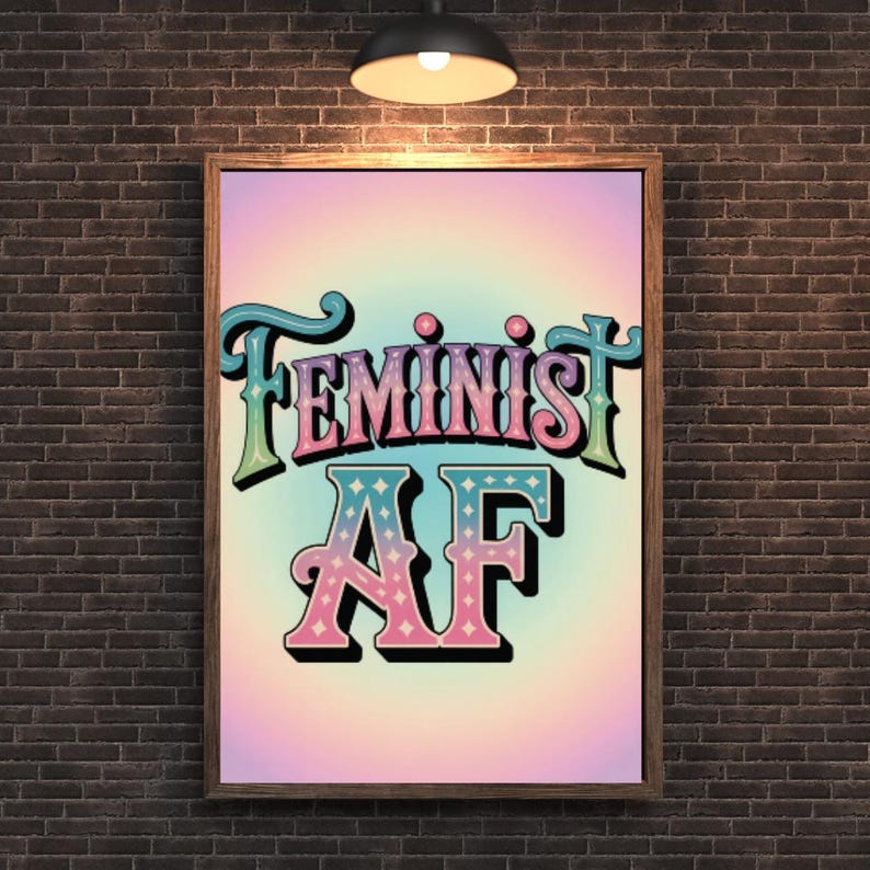 Feminist AF Giclée Art Print, Colorful Retro Typography Wall Art ...