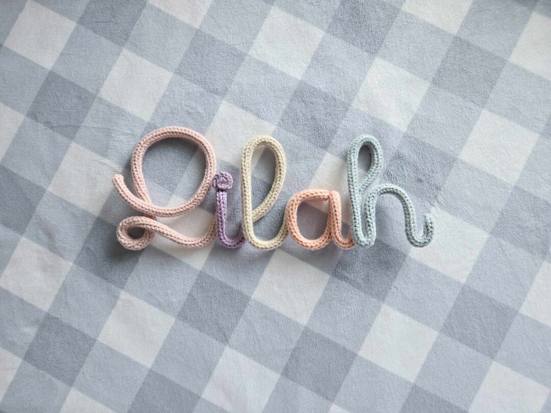 Custom Multi Colored Knitted Names, Customized Baby Name for Nursery ...