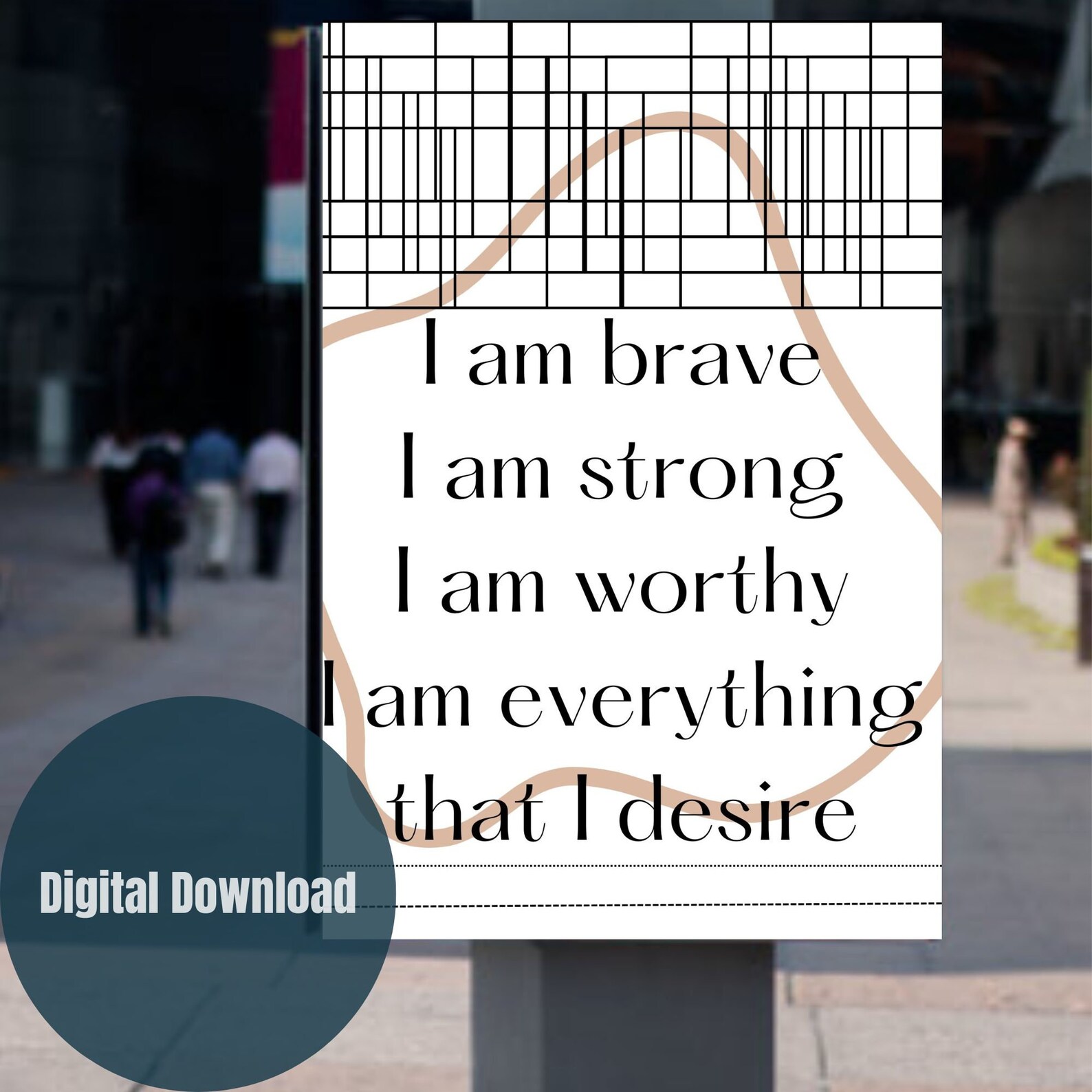 Minimalism I Am Positive Affirmation Wall Art, Empowering Minimalist ...