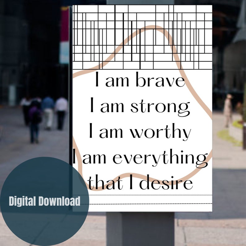 Minimalism I Am Positive Affirmation Wall Art, Empowering Minimalist ...