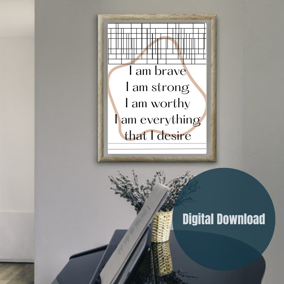 Minimalism I Am Positive Affirmation Wall Art, Empowering Minimalist ...