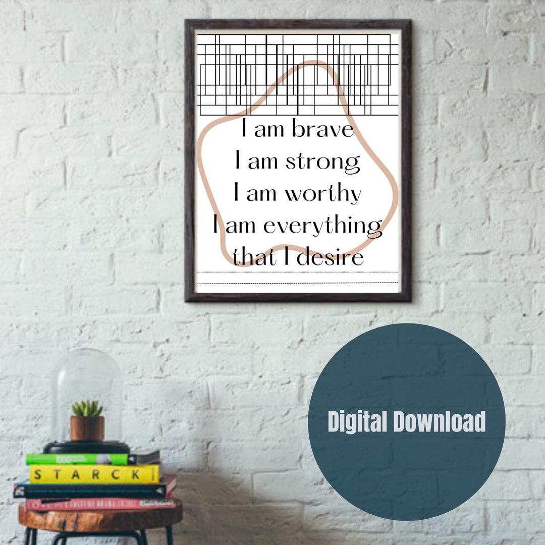 Minimalism I Am Positive Affirmation Wall Art, Empowering Minimalist ...