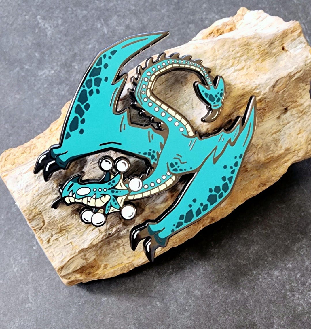 Glowing Cave Amphithere | 2.5 Inch Glow in the Dark Dragon Enamel Pin ...