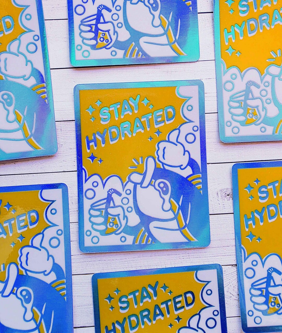 Stay Hydrated Tuna | Rubberhose Riso Style Holo Vinyl Sticker - Etsy