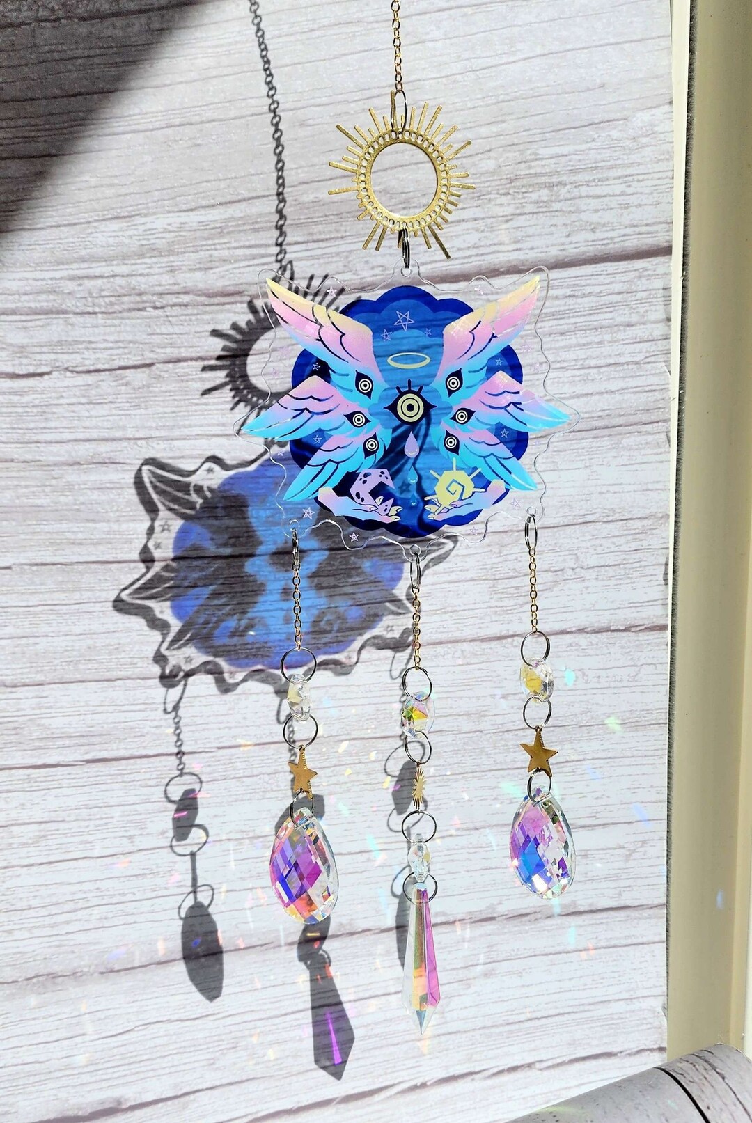 Sun and Moon Seraphim Biblically Accurate Angel Crystal Suncatcher - Etsy