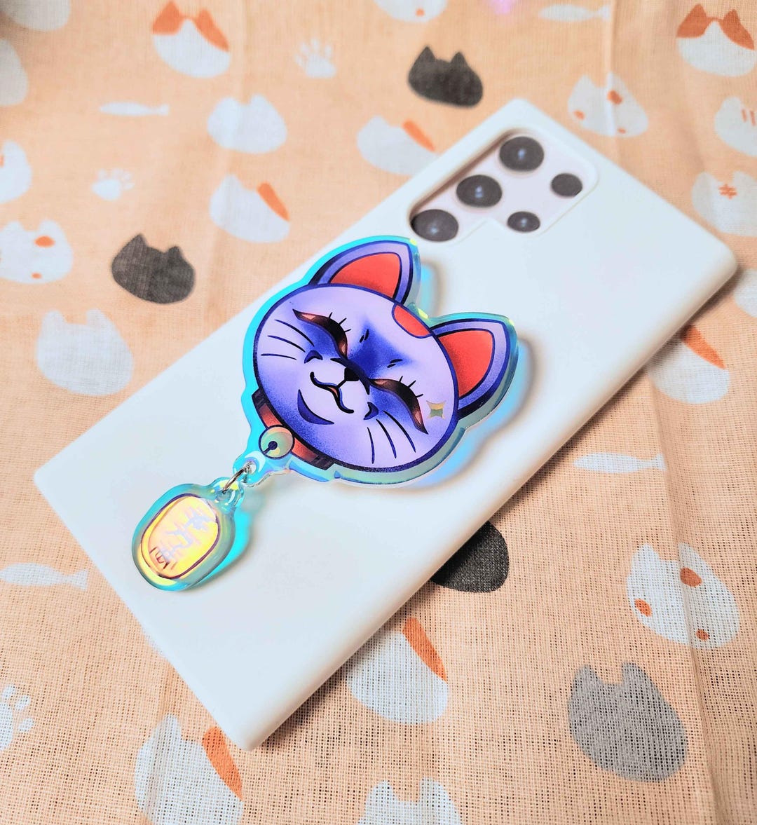 Turbo Granny Maneki Neko Rainbow Holo Phone Grip - Etsy