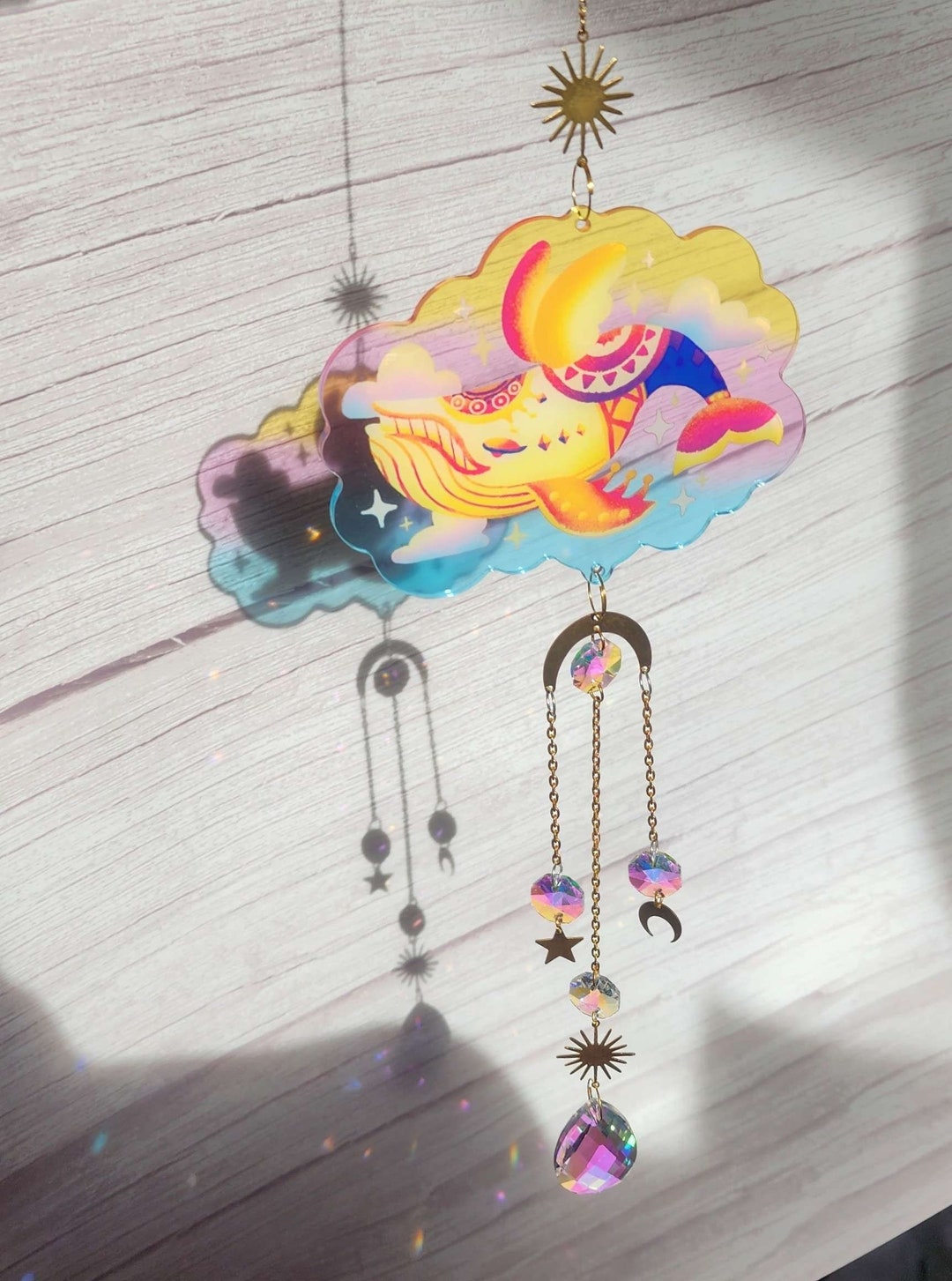 Wind Fish | Flying Whale Crystal Suncatcher - Etsy