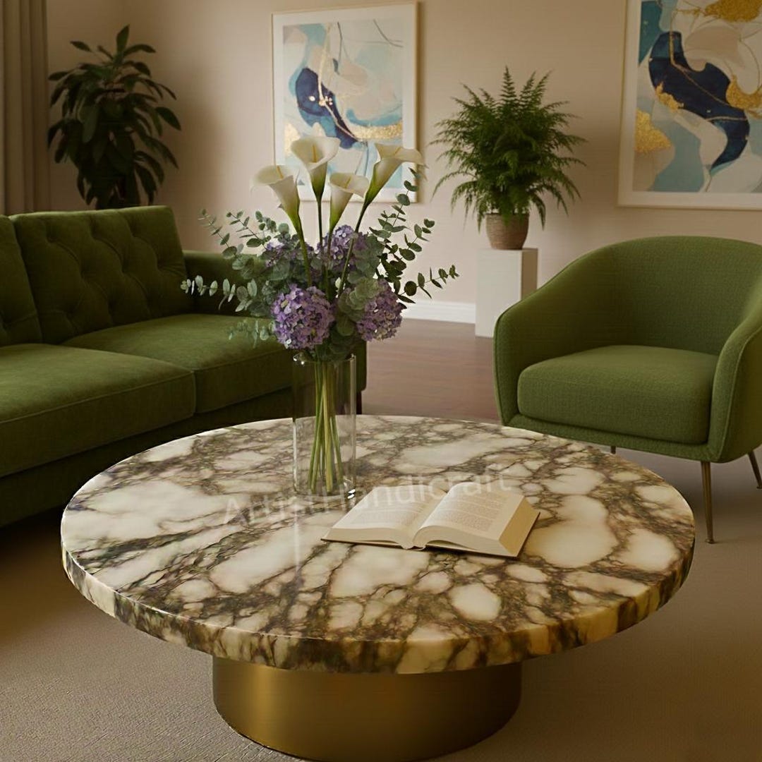 Calacatta Viola Marble Coffee Table | Handmade Stone Center Table ...