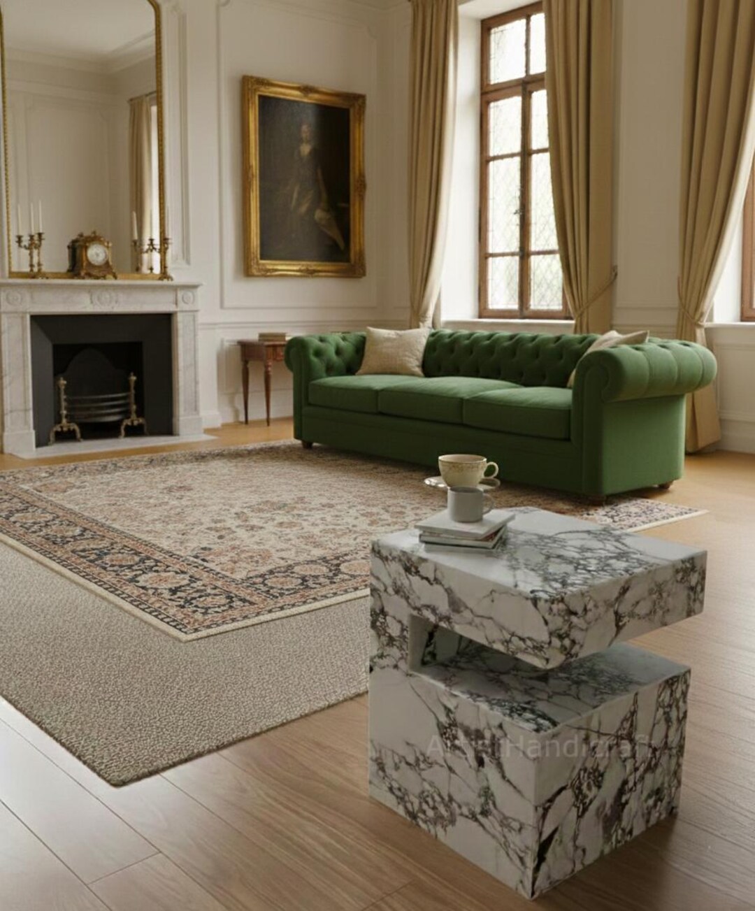 Calacatta Viola Marble Side Table | Luxurious Inlay Design | Modern ...