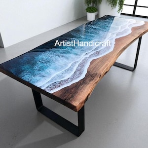 Custom Table, Live Edge Unique Epoxy Resin Dining Table, Epoxy Counter ...