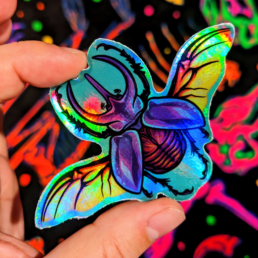 Holographic Atlas Beetle Vinyl Sticker - Etsy