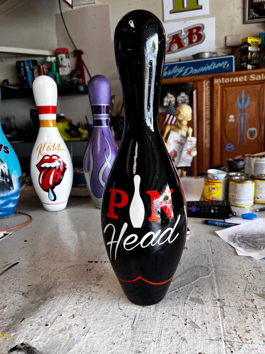 Custom Hand Painted Bowling Pin Pin Head - Etsy