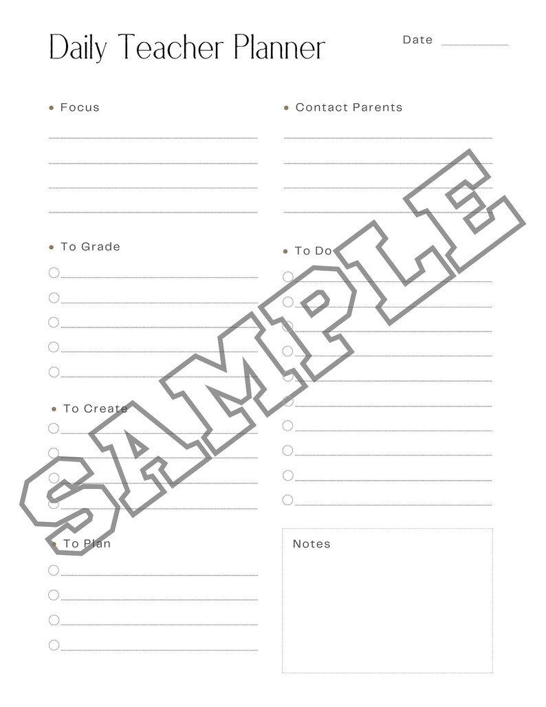 Minimalist Teacher Daily Planner-digital Download - Etsy